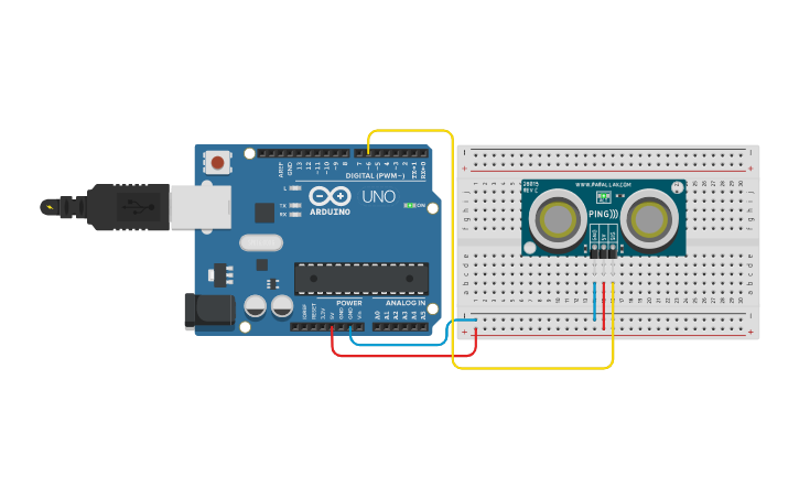 Circuit design ULTRASONIC SENSOR - Tinkercad
