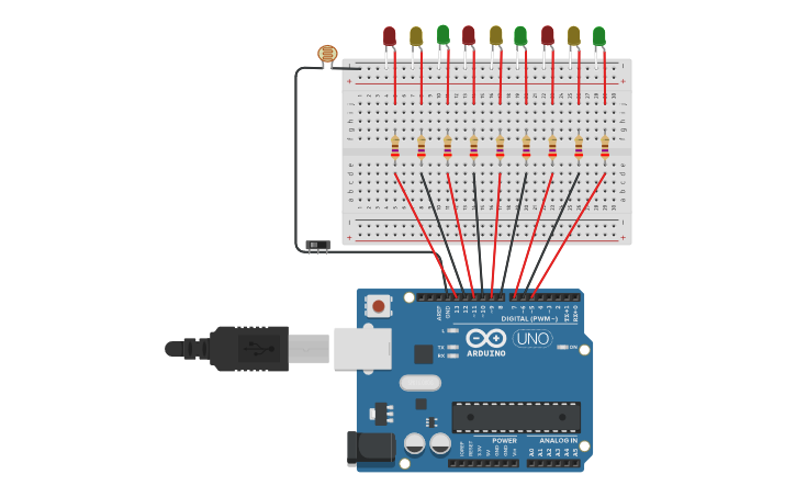 Circuit design Light Show - Tinkercad