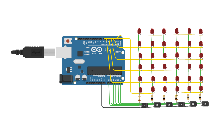 Circuit design Week 1 - 6x6 LED Matrix - Tinkercad