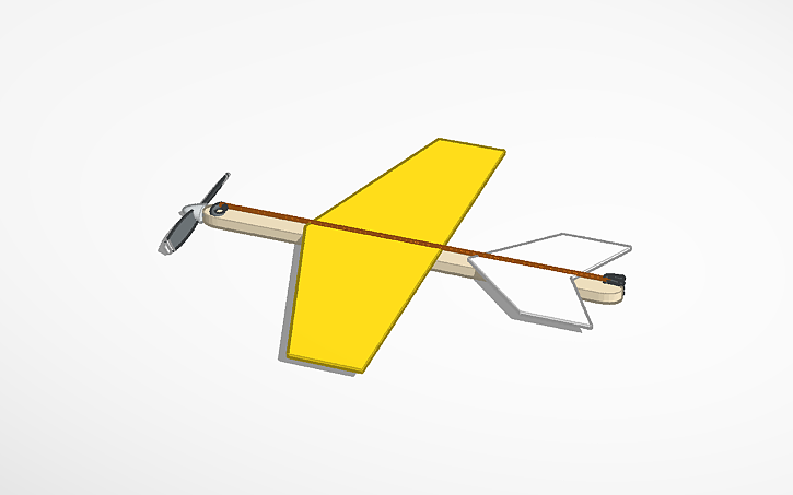 3D design CAD Airplane w/ Rubber Band and Propeller - Tinkercad