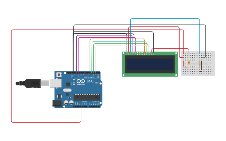 Circuit Design Ligação Lcd 16x2 Tinkercad