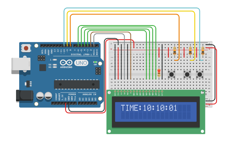 Circuit design Digital clock - Tinkercad