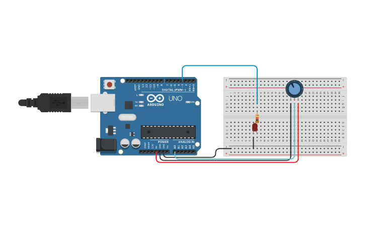 Circuit Design Session 11 Potentiometer With A Led Tinkercad