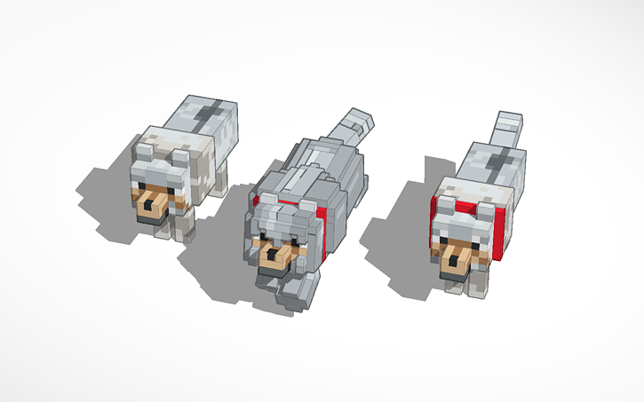 3D design Minecraft Wolves (Wild, Tame, Iron Armor) - Tinkercad