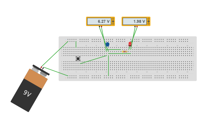 Circuit design LED-fading using a capacitor - Tinkercad