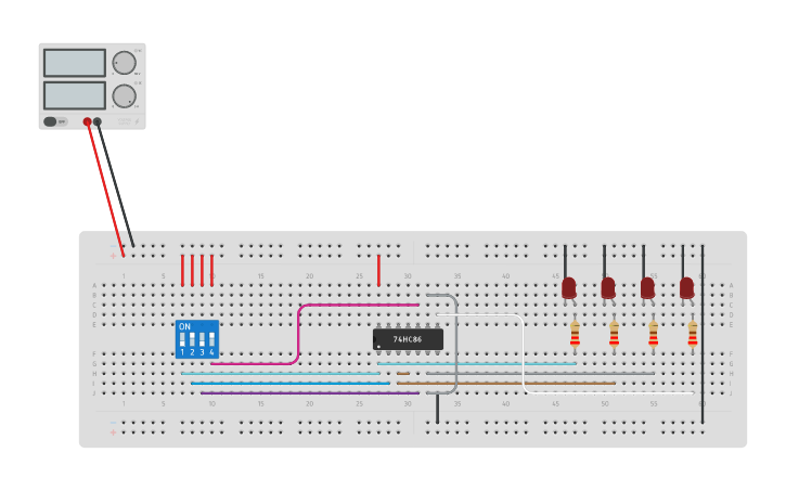Circuit design GRAY Code to Binary Code Converter - Tinkercad