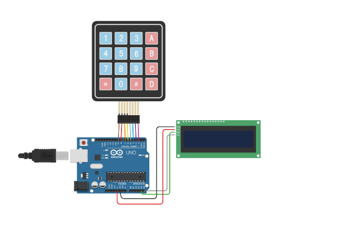 Circuit design keypad y pantalla - Tinkercad