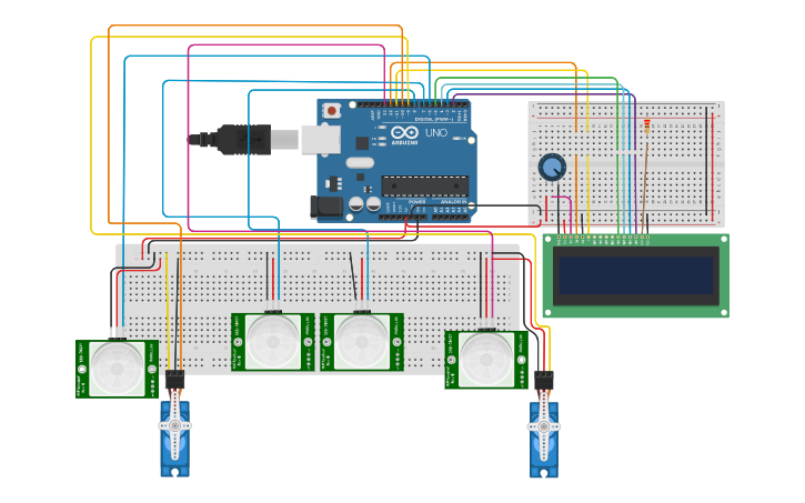 Circuit design Smart Parking System - Tinkercad