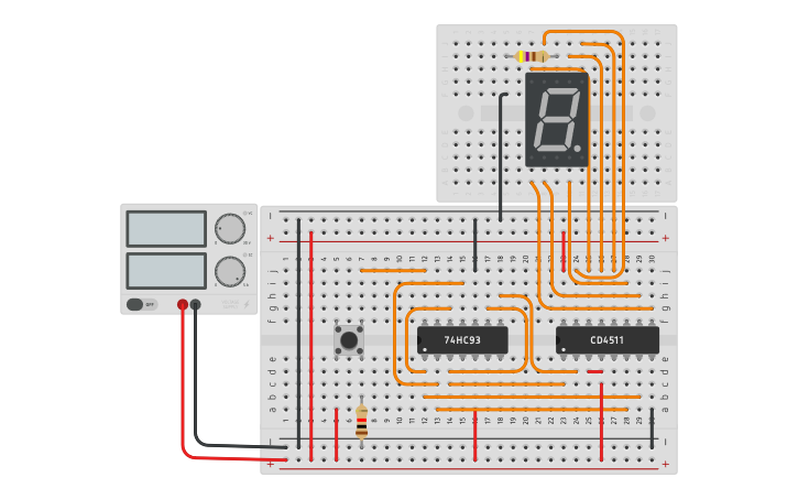 Circuit Design Contatore In Avanti 0 9 Con Display A Sette Segmenti Tinkercad