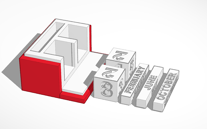 3D design Block Calendar - Tinkercad