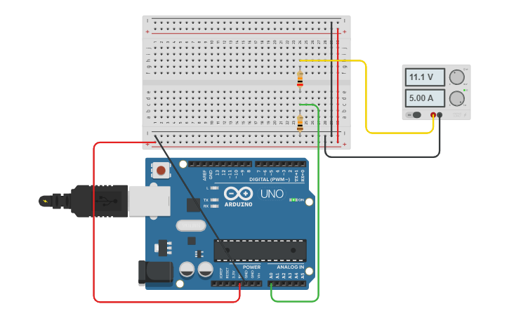 Circuit design ADC Ex7.2 : Measuring voltage - Tinkercad