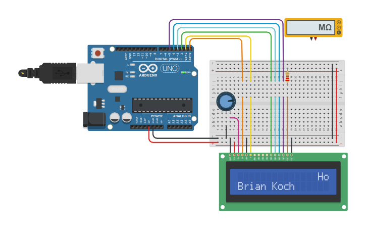 Circuit design LED Screen - Scrolling - Tinkercad