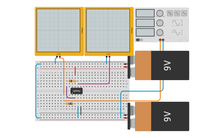 Circuit design Op. Amp. - Tinkercad