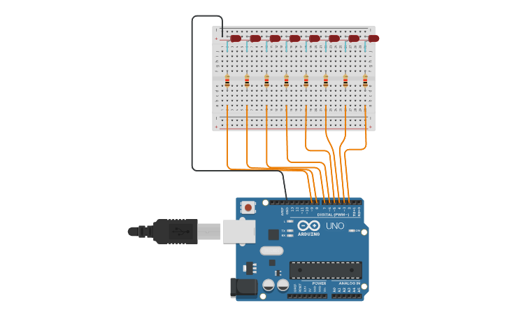 Circuit design Practica 2 arduino Evaluacion - Tinkercad