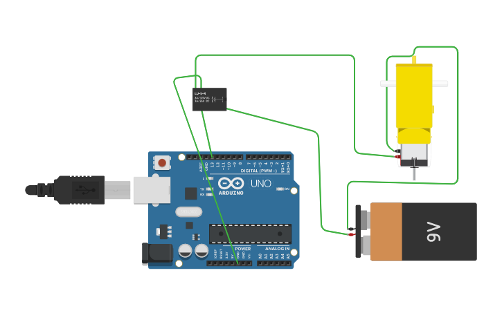 Circuit design MOTOR WITH RELAY - Tinkercad