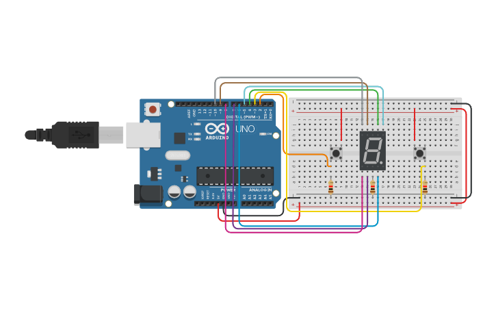Circuit design Display de 7 Segmentos - Tinkercad