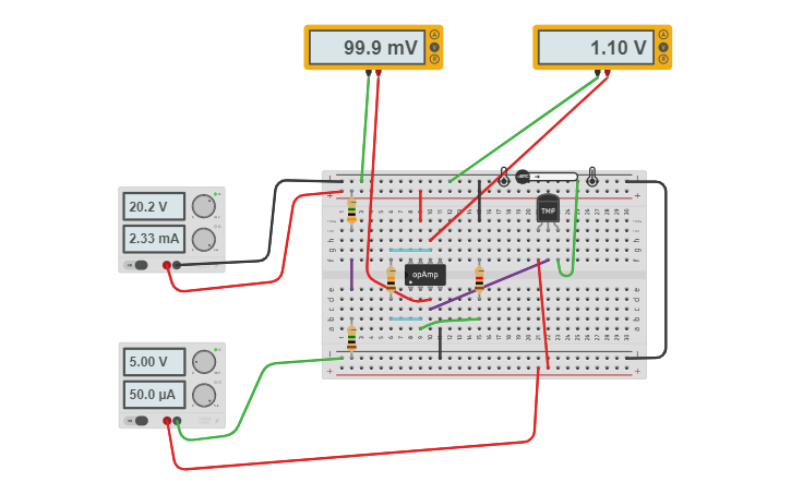 Circuit design LM741 - Tinkercad