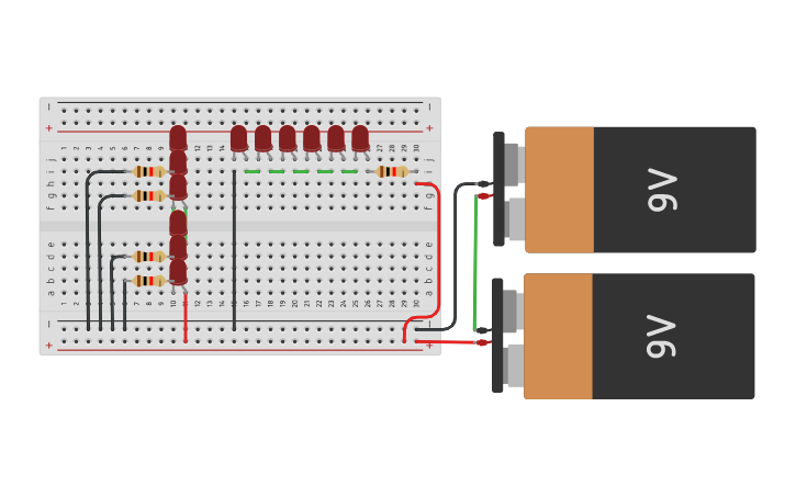 Circuit design series and parallel connection of leds - Tinkercad