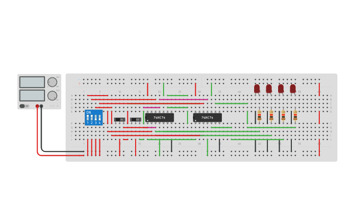 Circuit design Parallel in Parallel out [PIPO] - Tinkercad