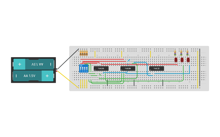 Circuit design 2-Bit Adder : Vigas | Tinkercad
