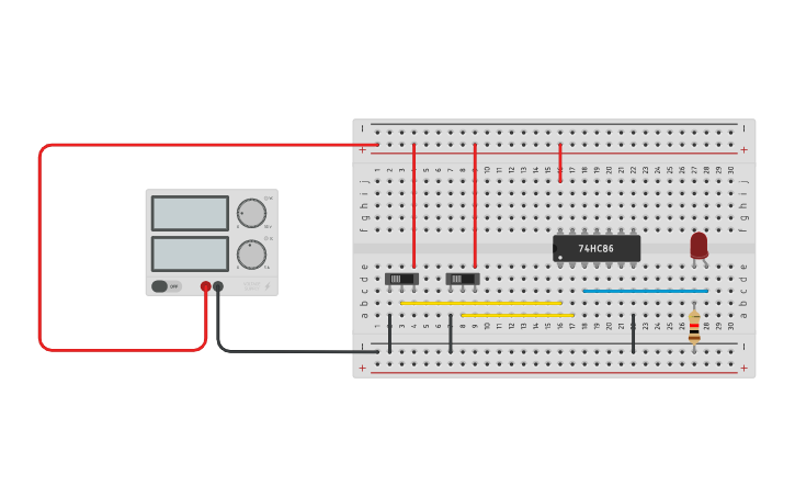 Circuit design XOR GATE - Tinkercad