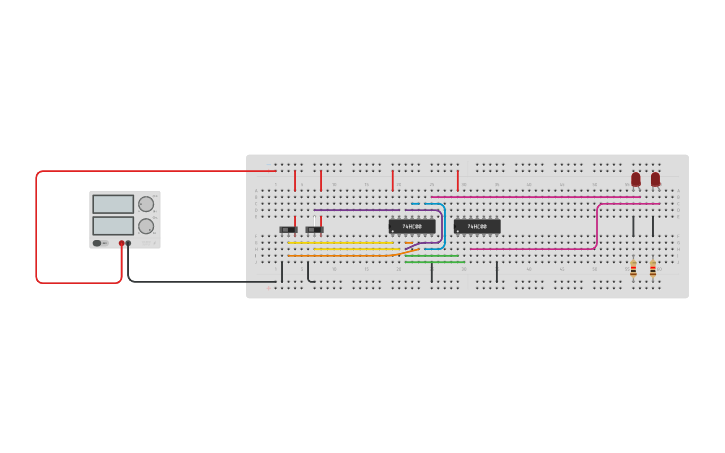 Circuit design Half Adder using Nand gates | Tinkercad