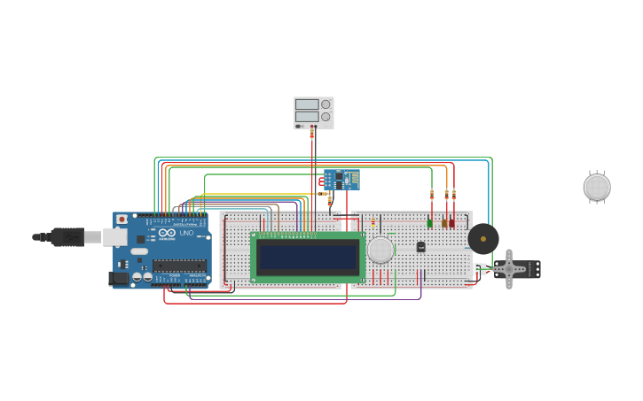 Circuit design Alarm kebakaran - Tinkercad