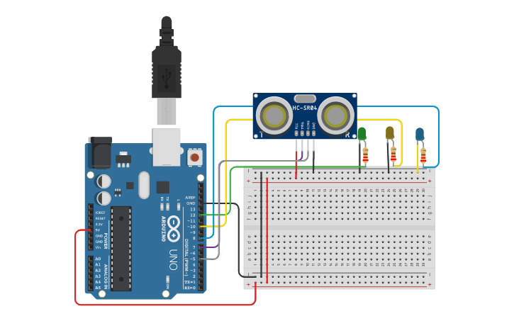 Circuit design led con sensor - Tinkercad