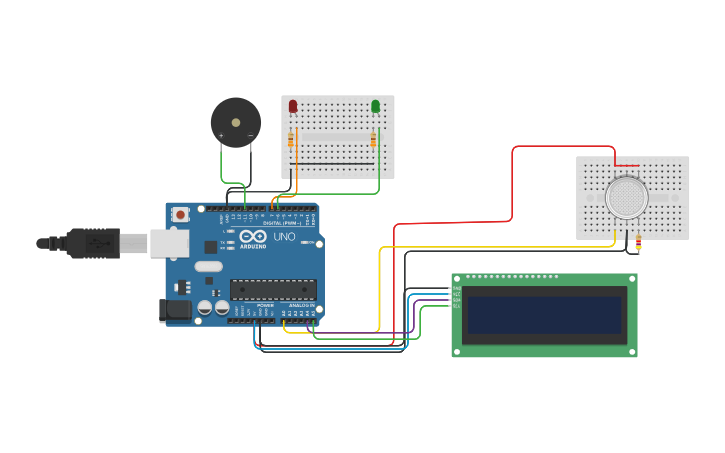 Circuit design Gas detection Systmen - Tinkercad