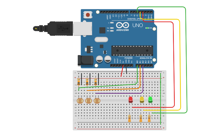 Circuit design sensor de luz 2 | Tinkercad