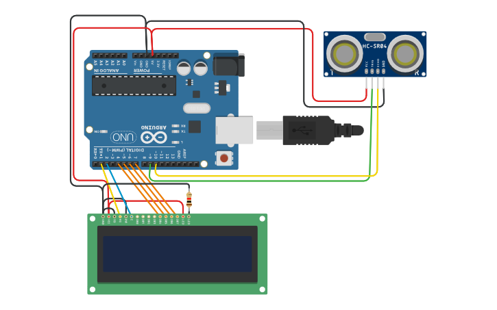 Circuit design Ultrasonic Distance Measurement - Tinkercad