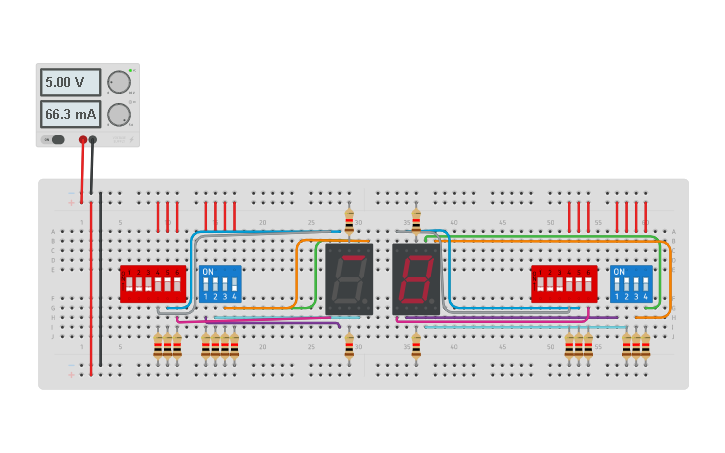 Circuit design Display 7 segmentos Trabajo en clase Juan Jimenez | Tinkercad