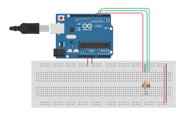 Circuit design RGB LED Serial Input - Tinkercad