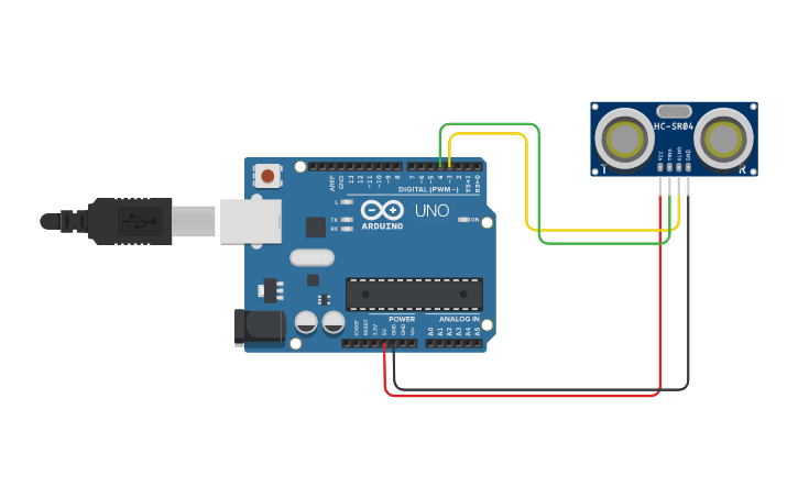 Circuit design HC SR05 - Tinkercad