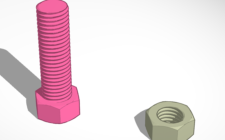 3D design Screw and Nut - Tinkercad