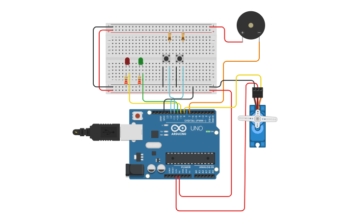 Circuit design Control de acceso_pulsadores - Tinkercad
