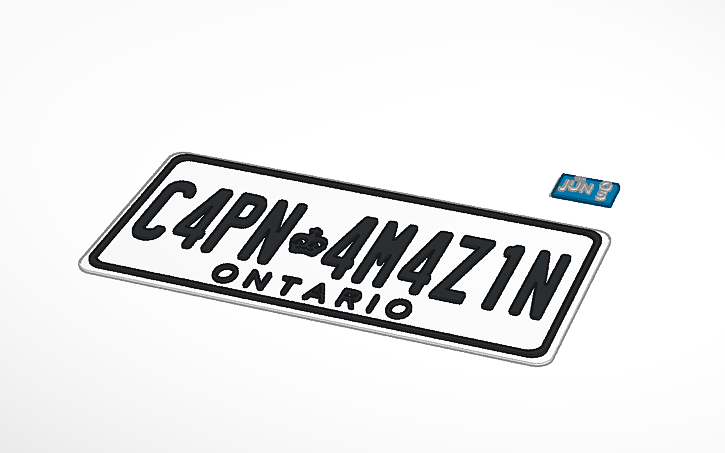 3D design Ontario License Plate Custom 2 - Tinkercad