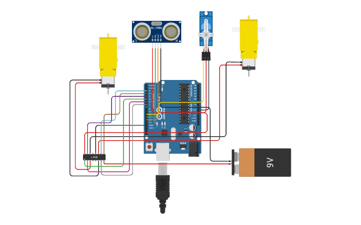Circuit Design Obstacle Avoider Tinkercad