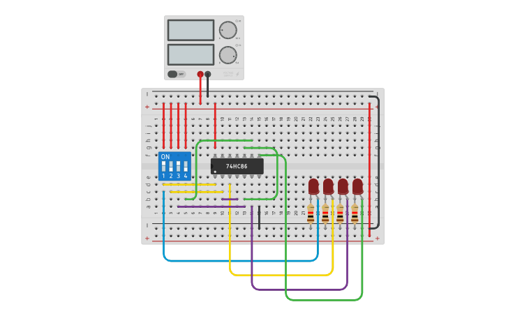 Circuit design Binary to Grey Code using XOR Gate | Tinkercad