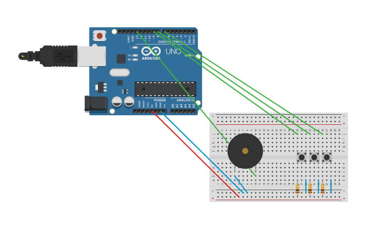 Circuit design мерзкое пианино - Tinkercad