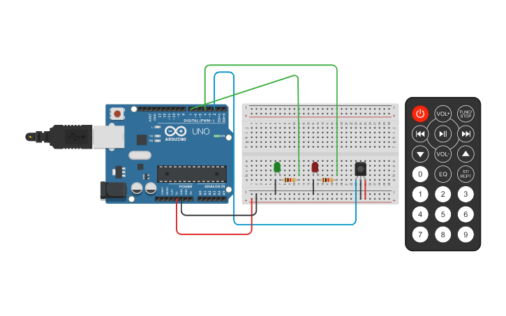 Circuit design Prática 8 IR Sensor/Comando - Tinkercad