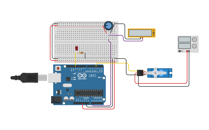 Circuit design Gate Control Servo Pot - Tinkercad