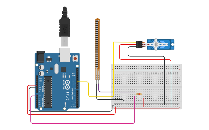 Circuit design FLEX SENSOR - Tinkercad