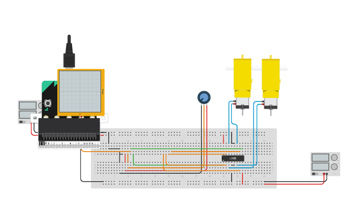 Circuit Design Commande Des Deux Moteur à Courant Continu Tinkercad