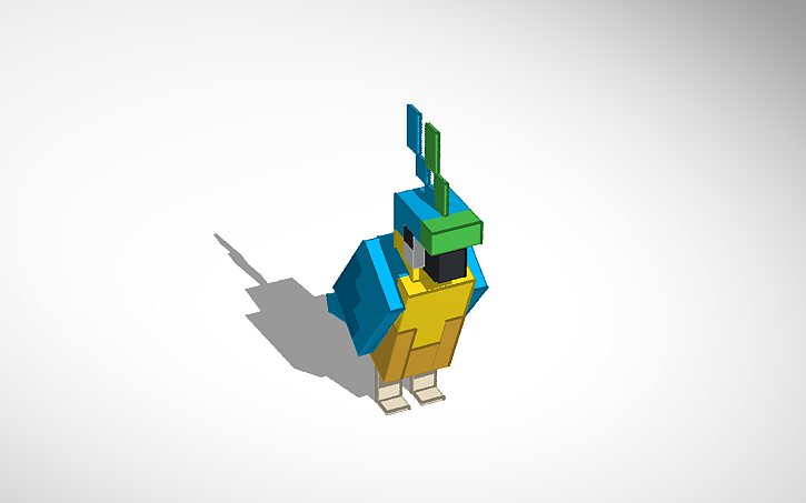 3D design Minecraft Blue and Yellow parrot - Tinkercad