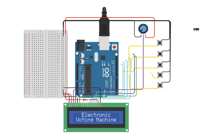 Circuit design Electronic voting machine(project) - Tinkercad
