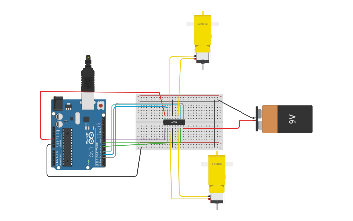 Circuit design L293D DC Motor Arduino - Tinkercad