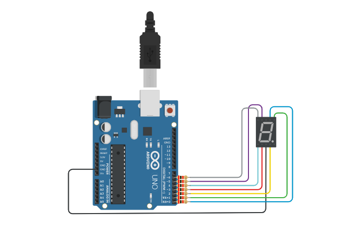 Circuit design DISPLAY 7 SEGMENTOS | Tinkercad