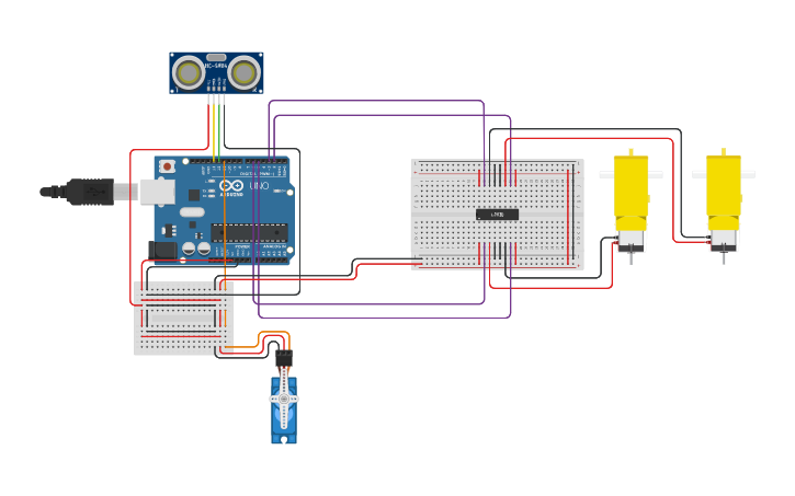 Circuit design Obstacle Avoiding Robot - Tinkercad