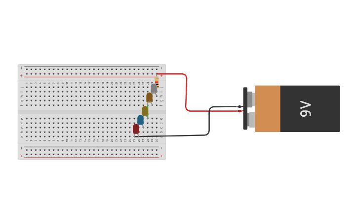 Circuit design LED series - Tinkercad